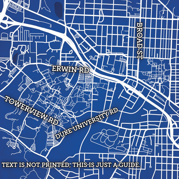 Duke University Campus Map Art - City Prints