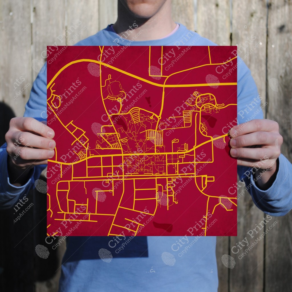 Elon University Campus Map Art - City Prints