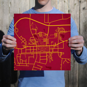 Elon University Campus Map Art - City Prints