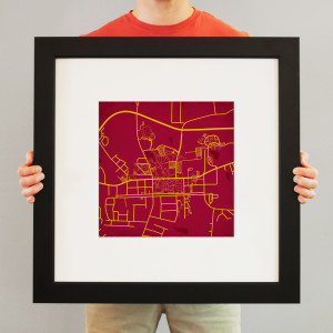 Elon University Campus Map Art - City Prints