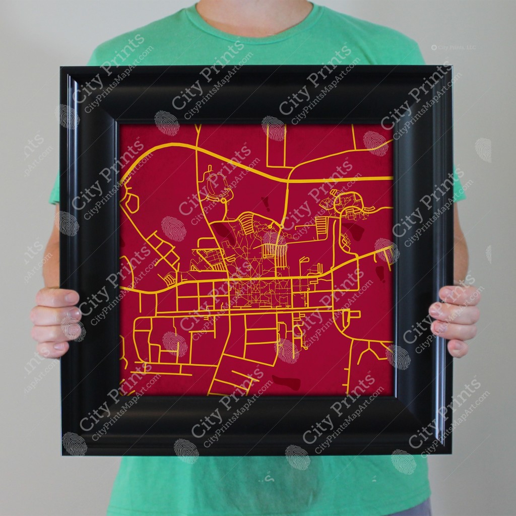 Elon University Campus Map Art - City Prints