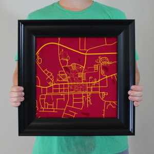 Elon University Campus Map Art - City Prints