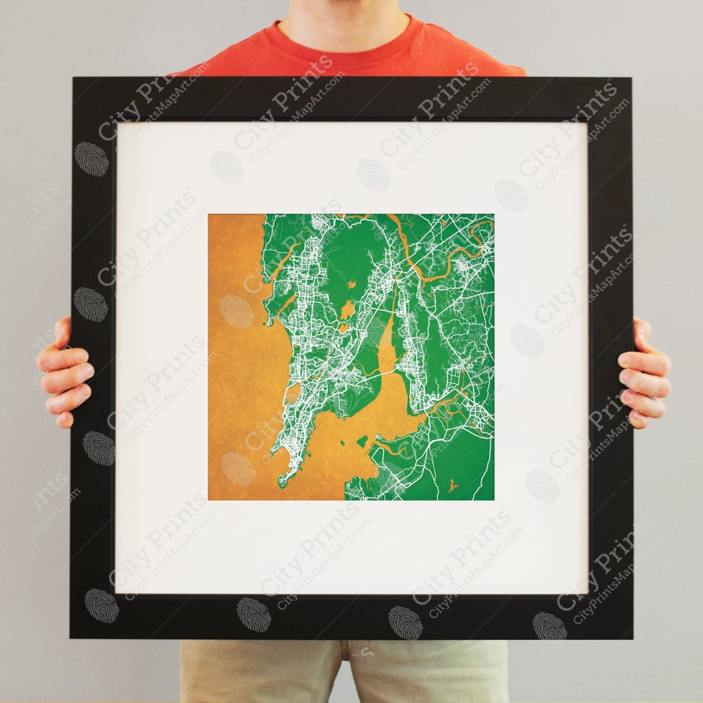 Mumbai, India Map Art - City Prints