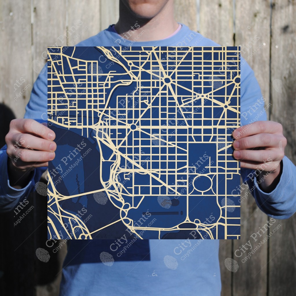 George Washington University Campus Map Art - City Prints