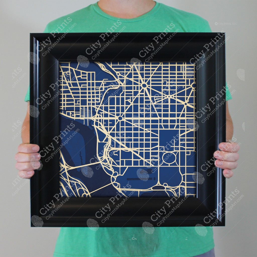 George Washington University Campus Map Art - City Prints