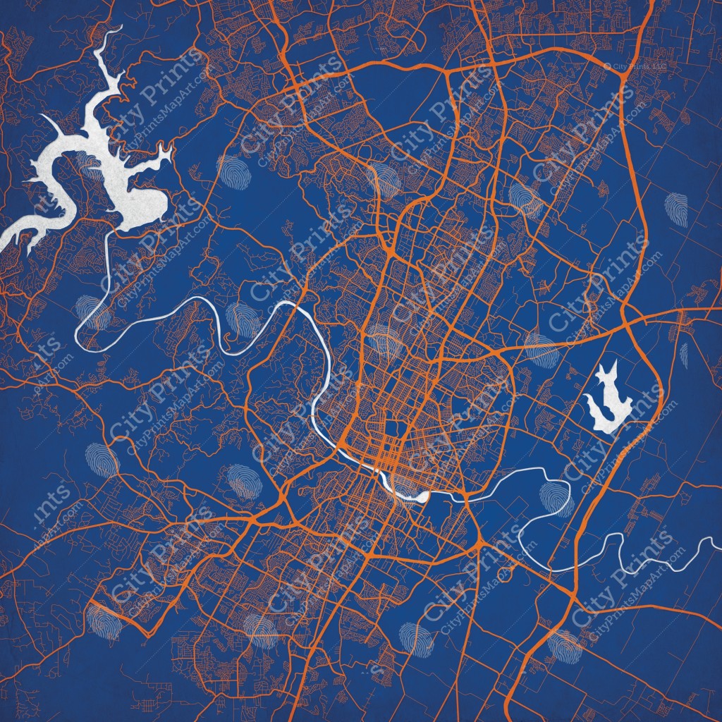 University of Texas at Austin Campus Map Art - City Prints