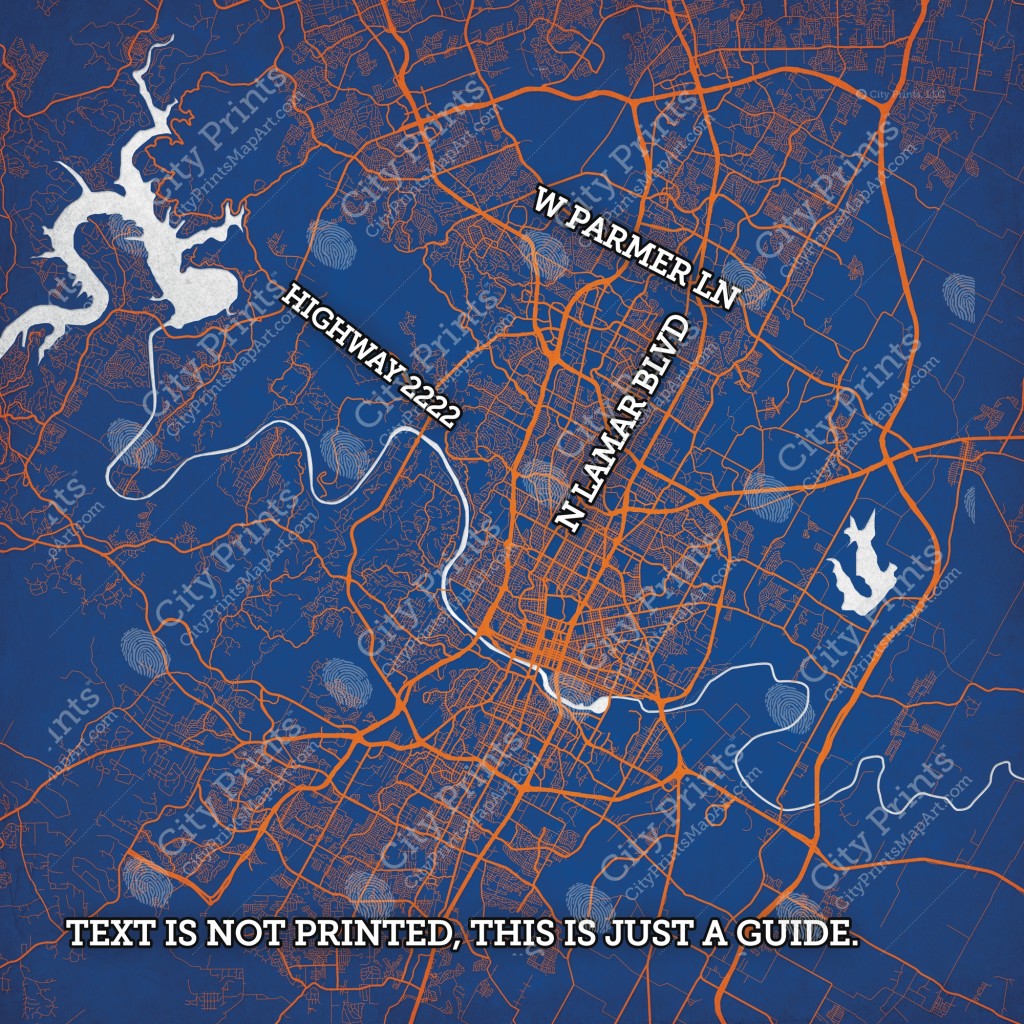 Austin, Texas Map Art - City Prints