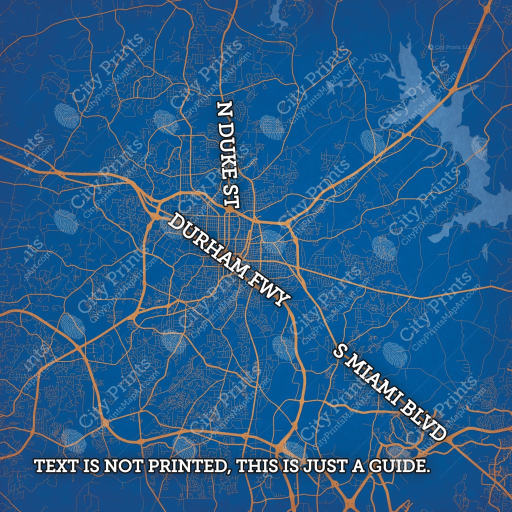 Durham, North Carolina Map Art - City Prints