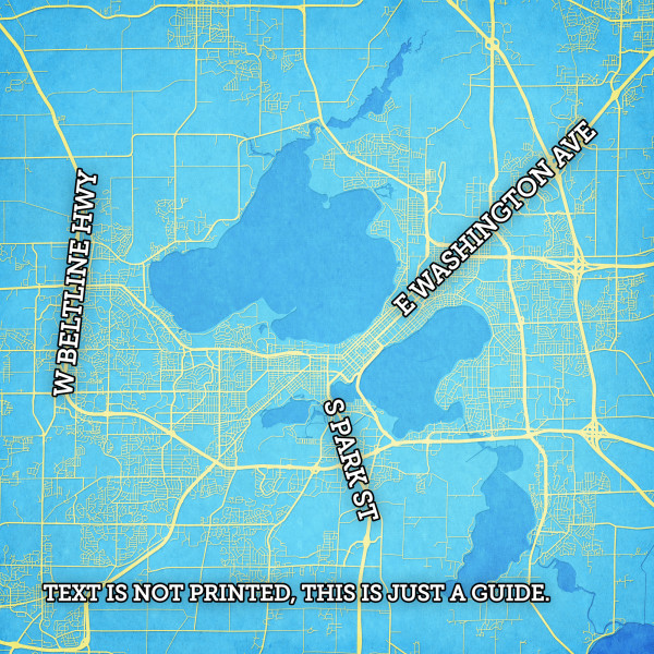 University of Wisconsin, Madison Campus Map Art - City Prints