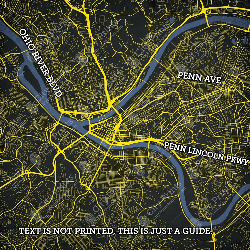 Pittsburgh, Pennsylvania Map Art - City Prints