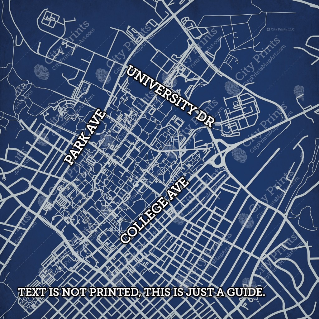 Pennsylvania State University Campus Map Art - City Prints