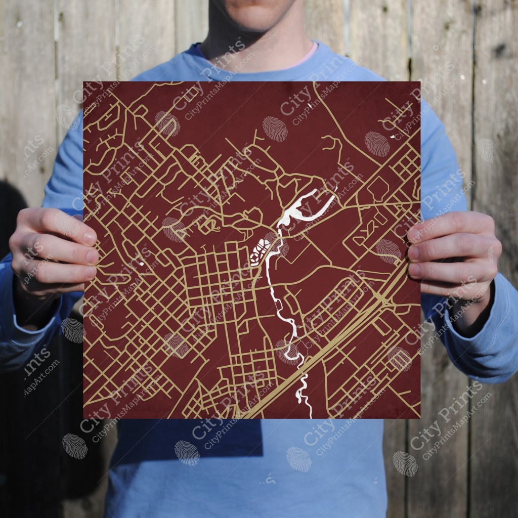 Texas State Univesity, San Marcos Campus Map Art - City Prints