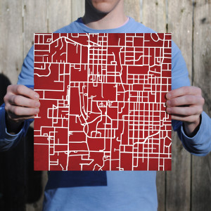 University of Arkansas Campus Map Art - City Prints