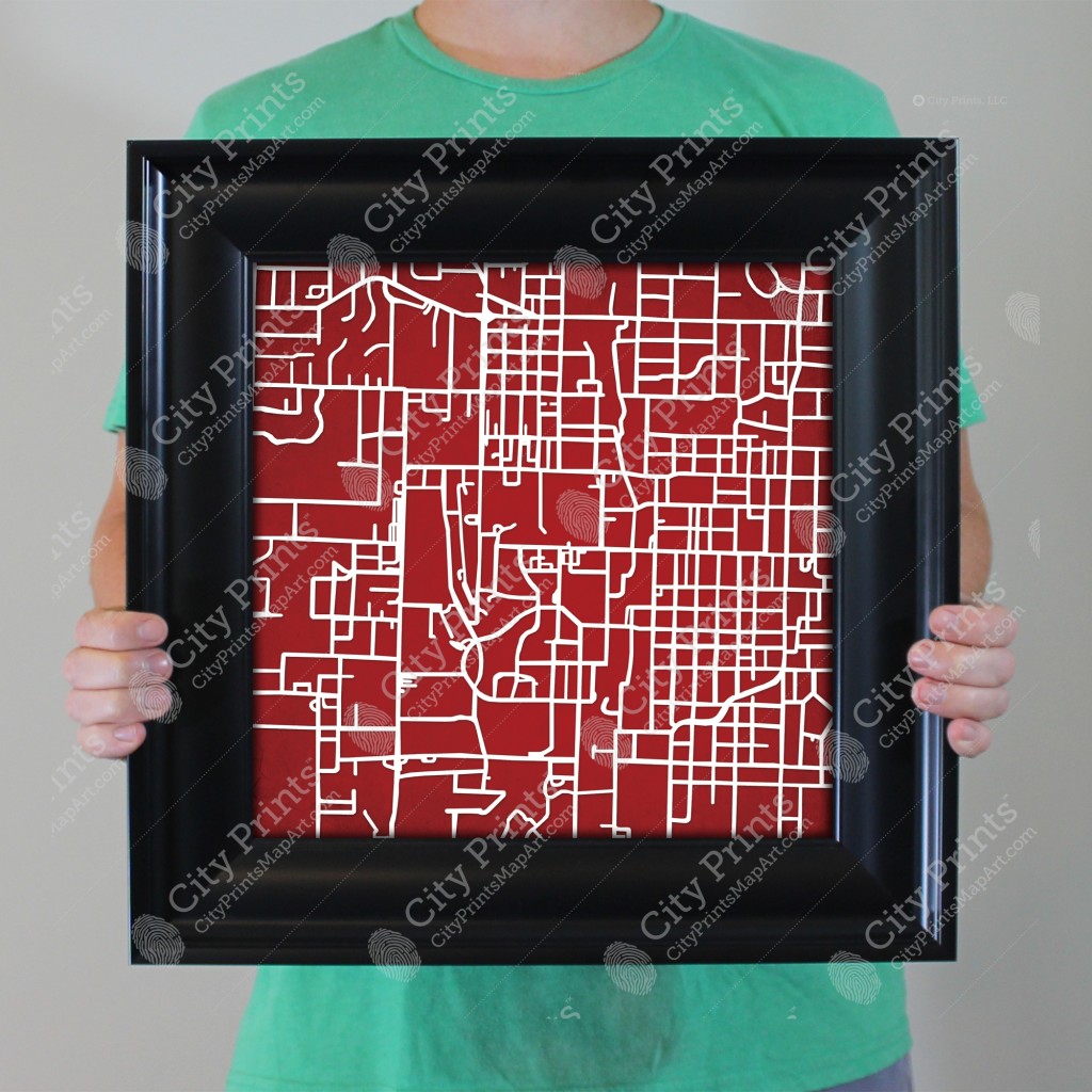 University of Arkansas Campus Map Art - City Prints