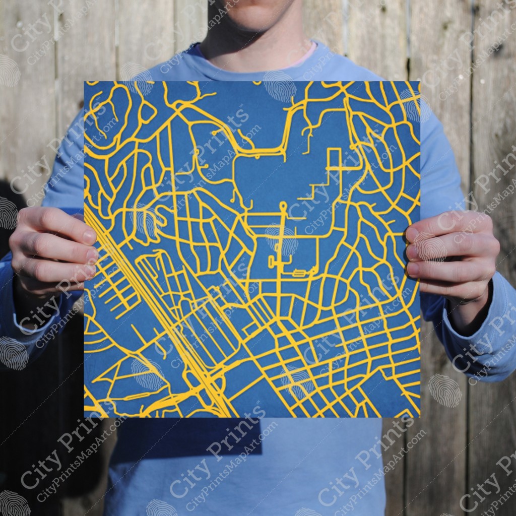 University of California, Los Angeles Campus Map Art - City Prints