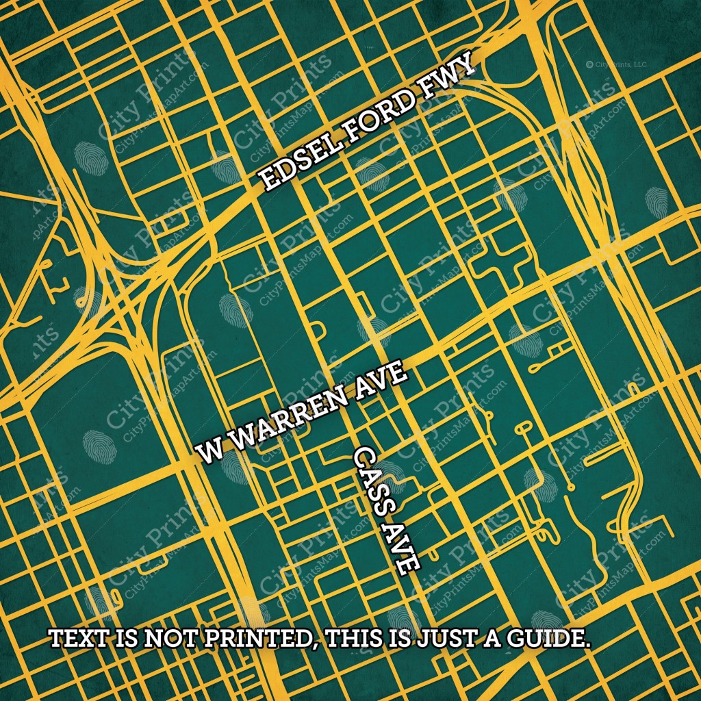 Wayne State University Campus Map Art - City Prints