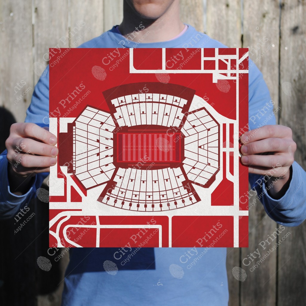 Memorial Stadium Map Art - City Prints