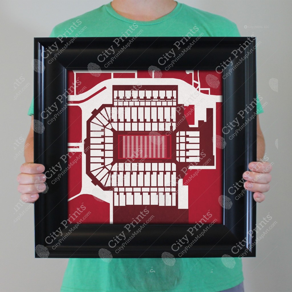 Gaylord Family Oklahoma Memorial Stadium Map Art - City Prints
