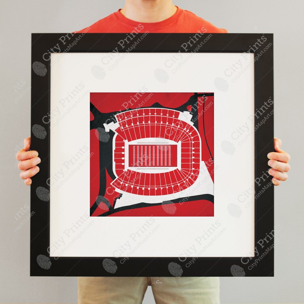 Sanford Stadium Map Art - City Prints