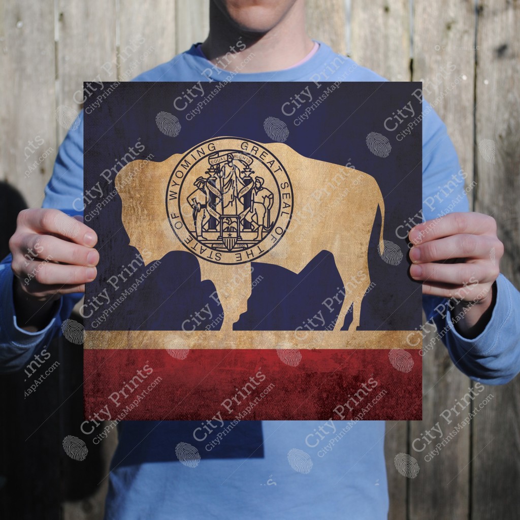 Wyoming Flag Art - City Prints
