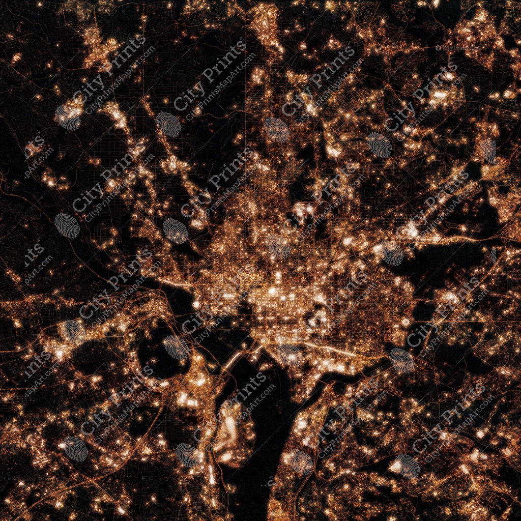 George Washington University Campus Map Art - City Prints