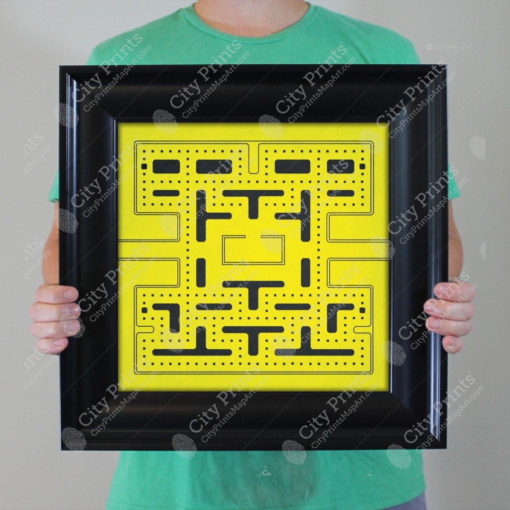 Pac-Man Map Art - City Prints
