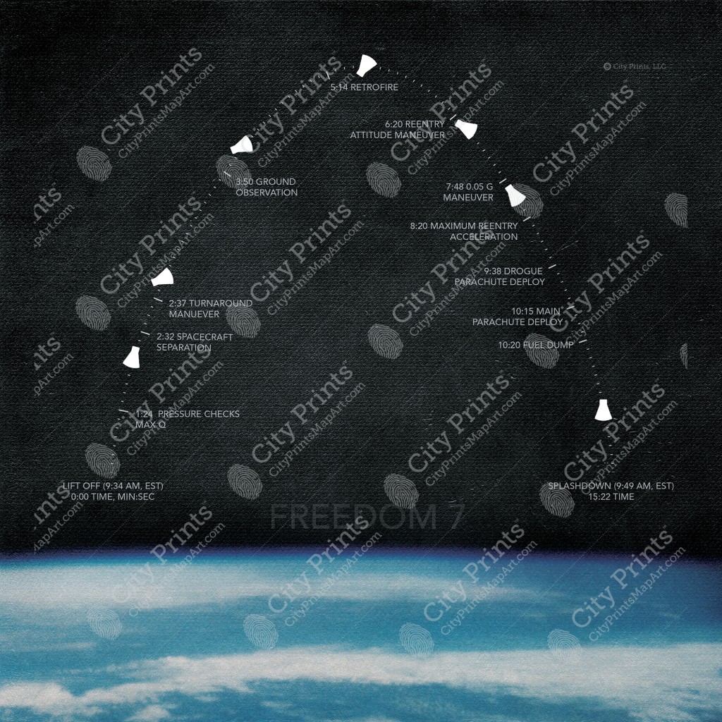 Freedom 7 Mission Map - City Prints