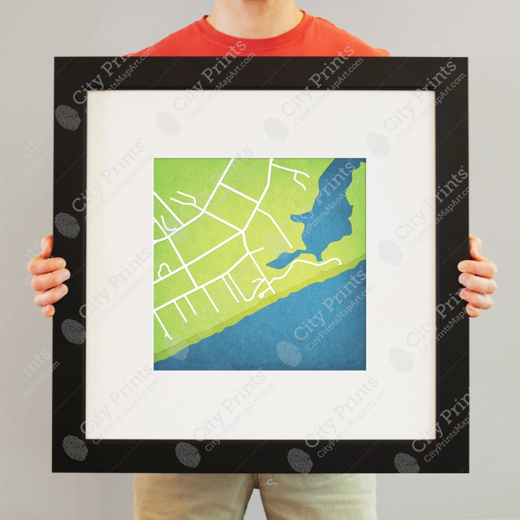 Main Beach, East Hampton, New York Map Art - City Prints