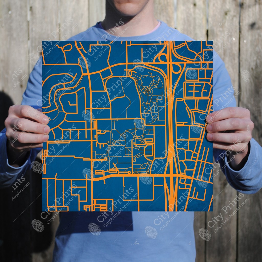 California State University, Fullerton Campus Map Art - City Prints