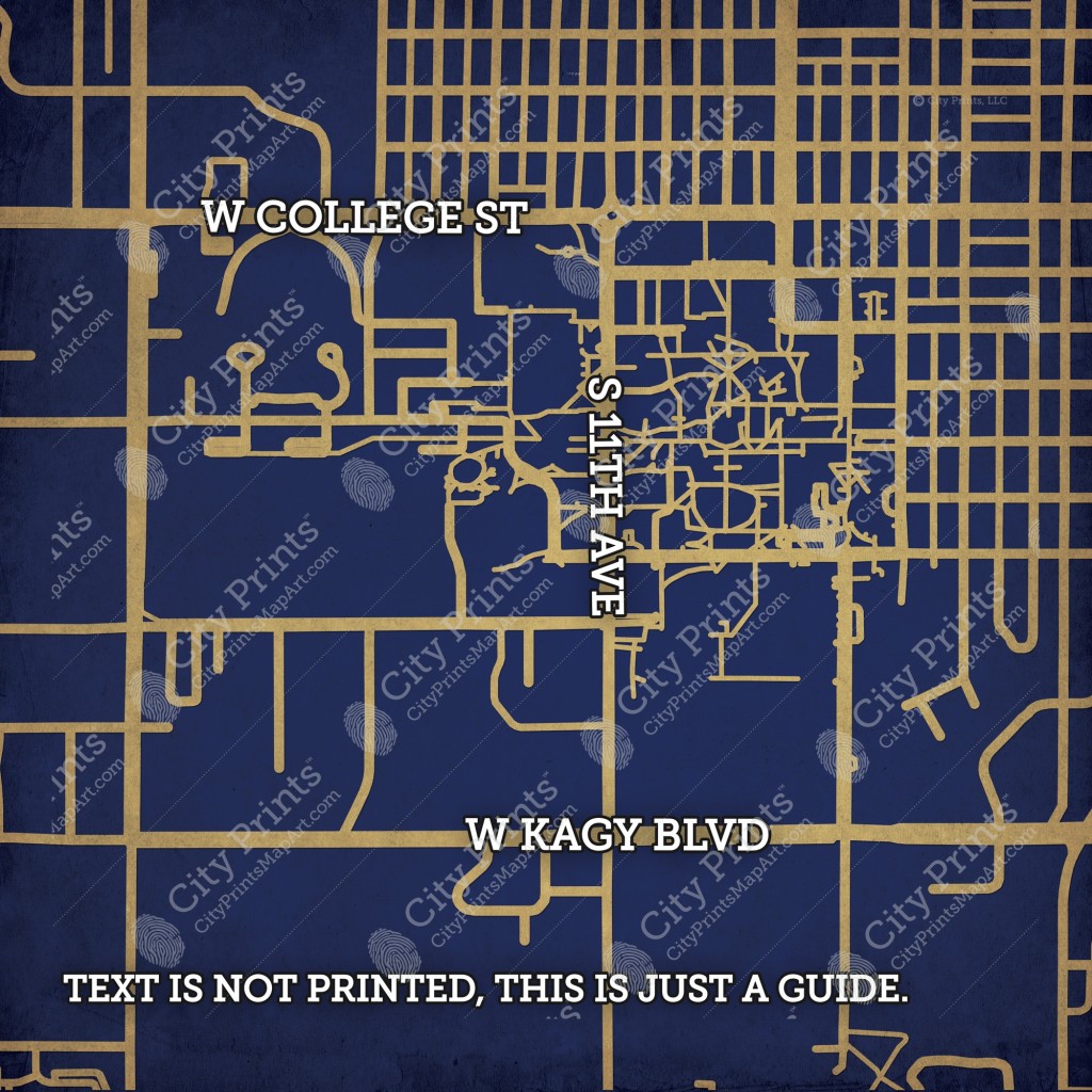 Montana State University Campus Map Art - City Prints