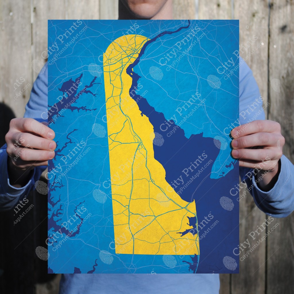Delaware Map Art - City Prints