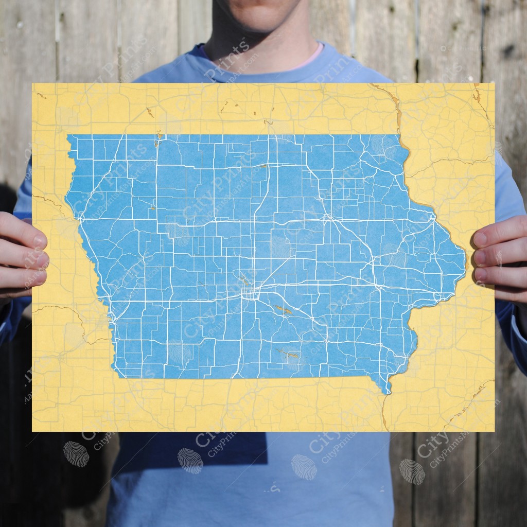 Iowa Map Art - City Prints