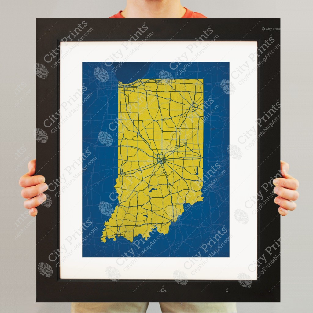 Indiana Map Art - City Prints