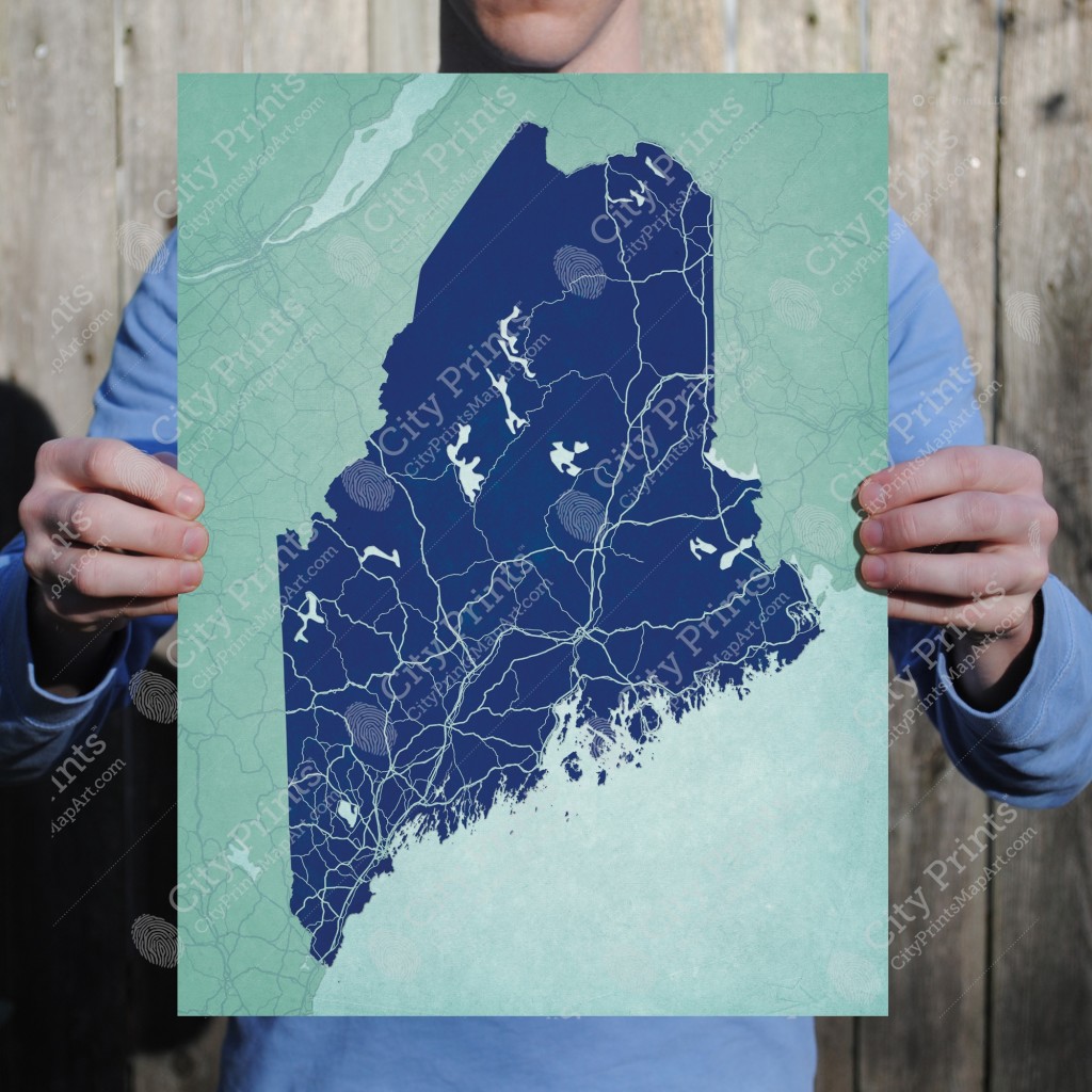 Maine Map Art - City Prints