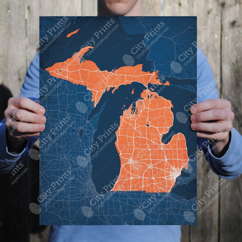 Michigan Map Art - City Prints