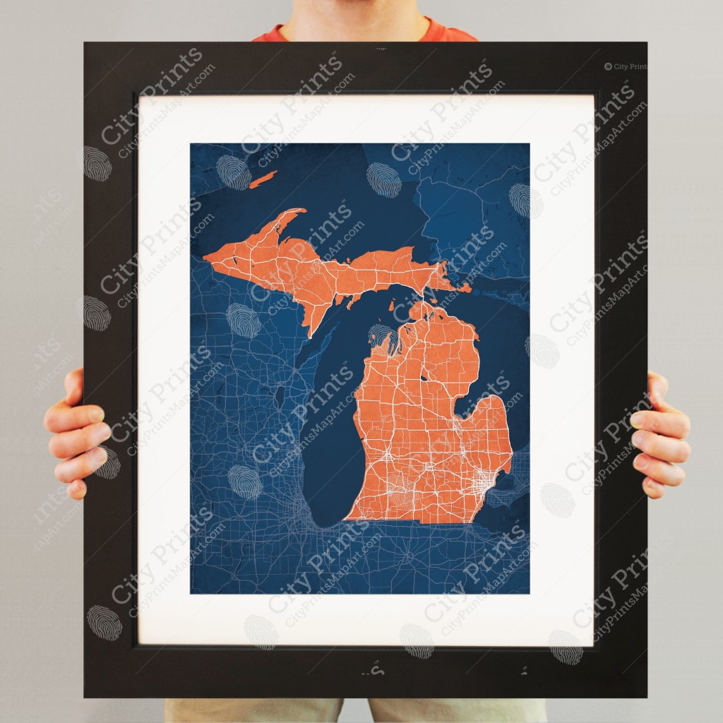 Michigan Map Art - City Prints