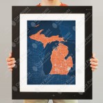 Michigan Map Art - City Prints