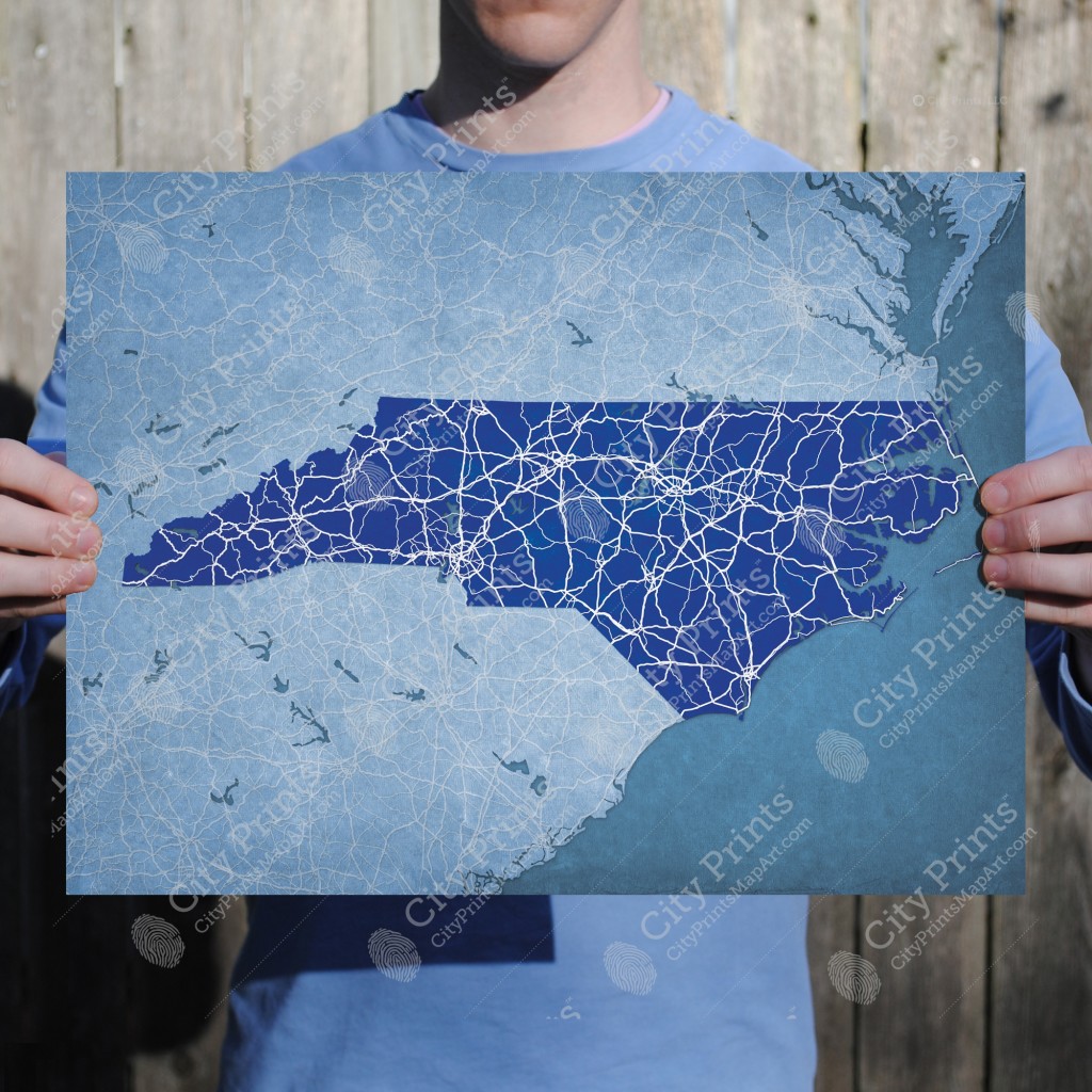 North Carolina Map Art - City Prints