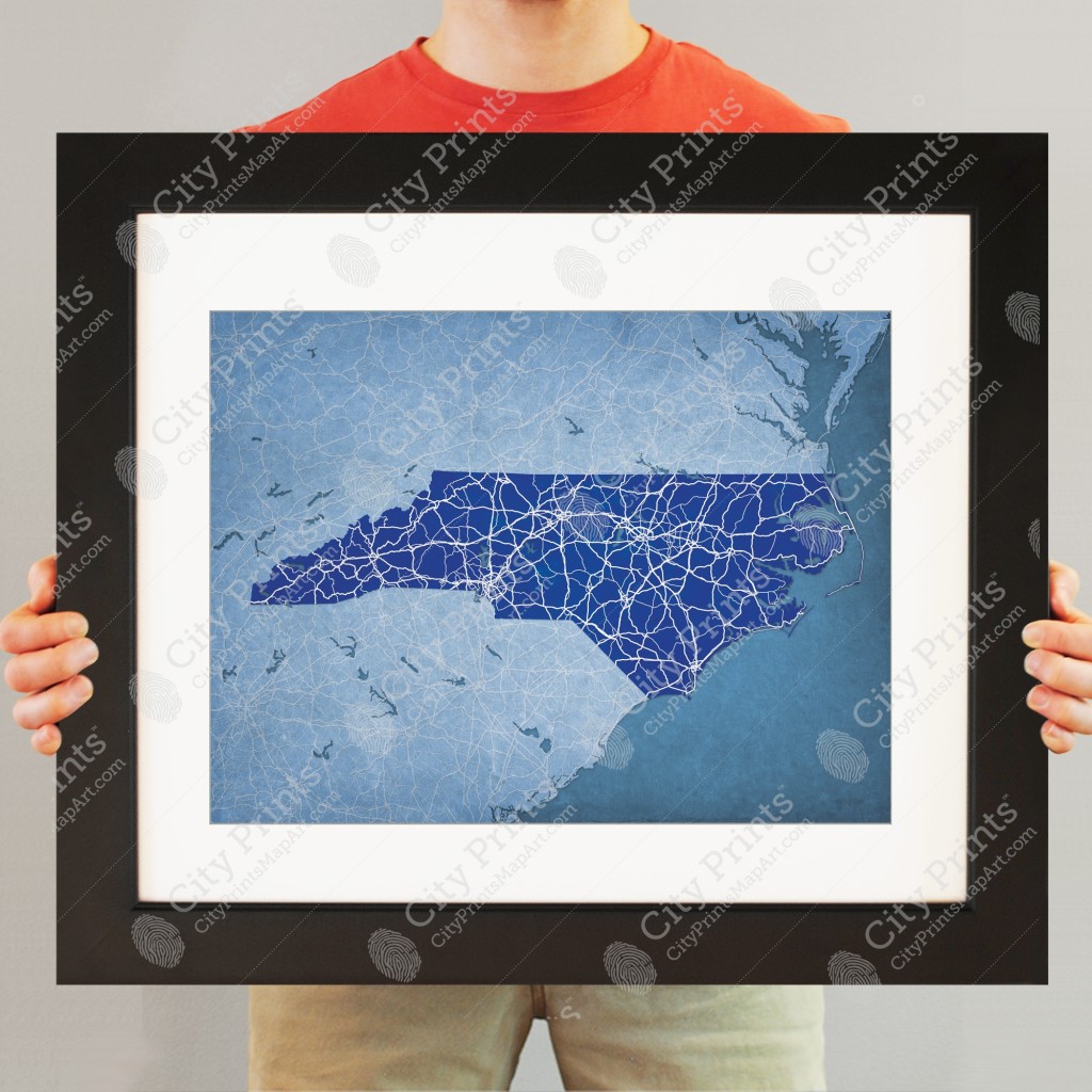 North Carolina Map Art - City Prints