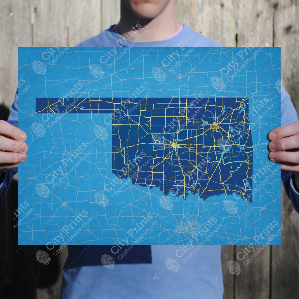 Oklahoma Map Art - City Prints
