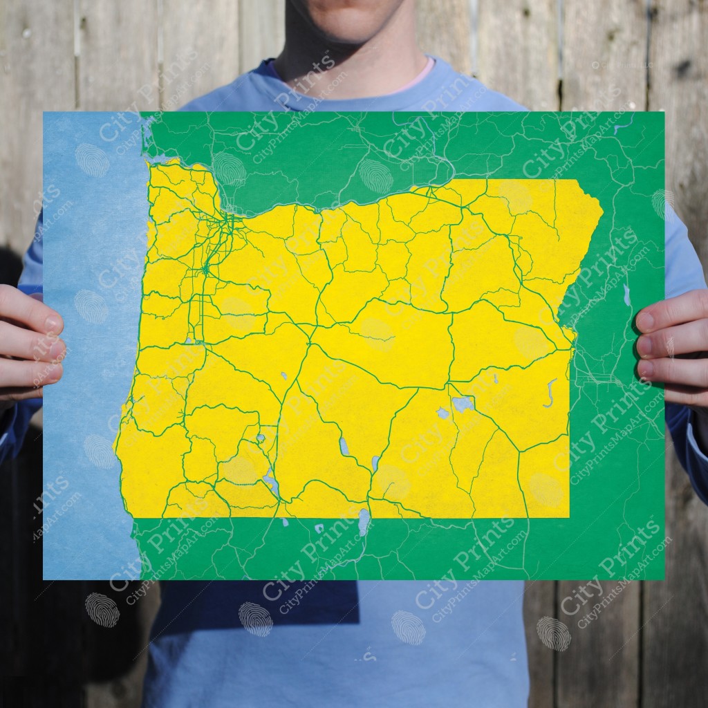 Oregon Map Art - City Prints
