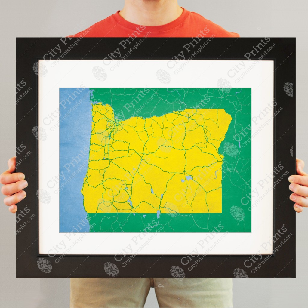 Oregon Map Art - City Prints