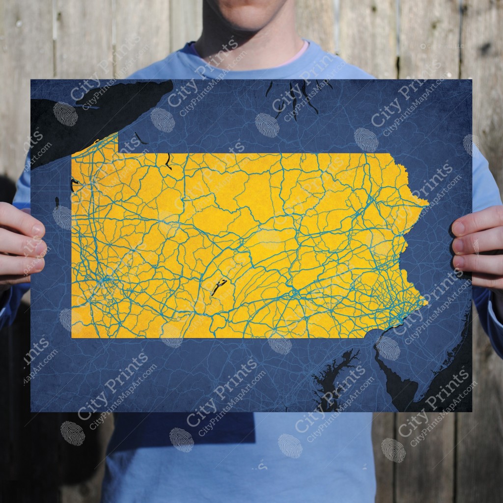 Pennsylvania Map Art - City Prints