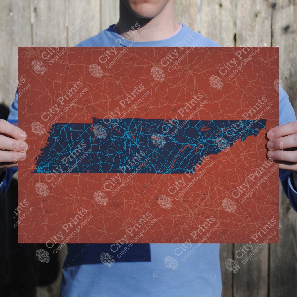 Tennessee Map Art - City Prints