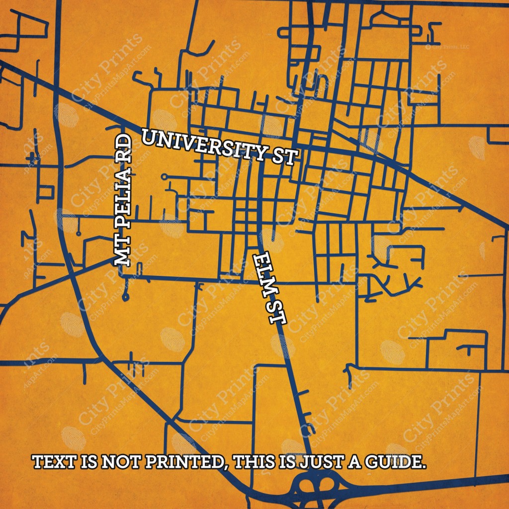 University of Tennessee at Martin Campus Map Art - City Prints
