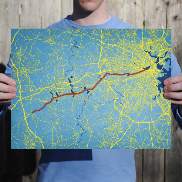Boston Marathon Course Map Art - City Prints