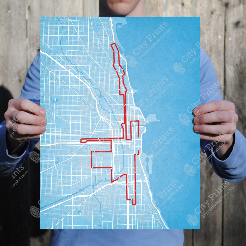 Chicago Marathon Course Map Art - City Prints