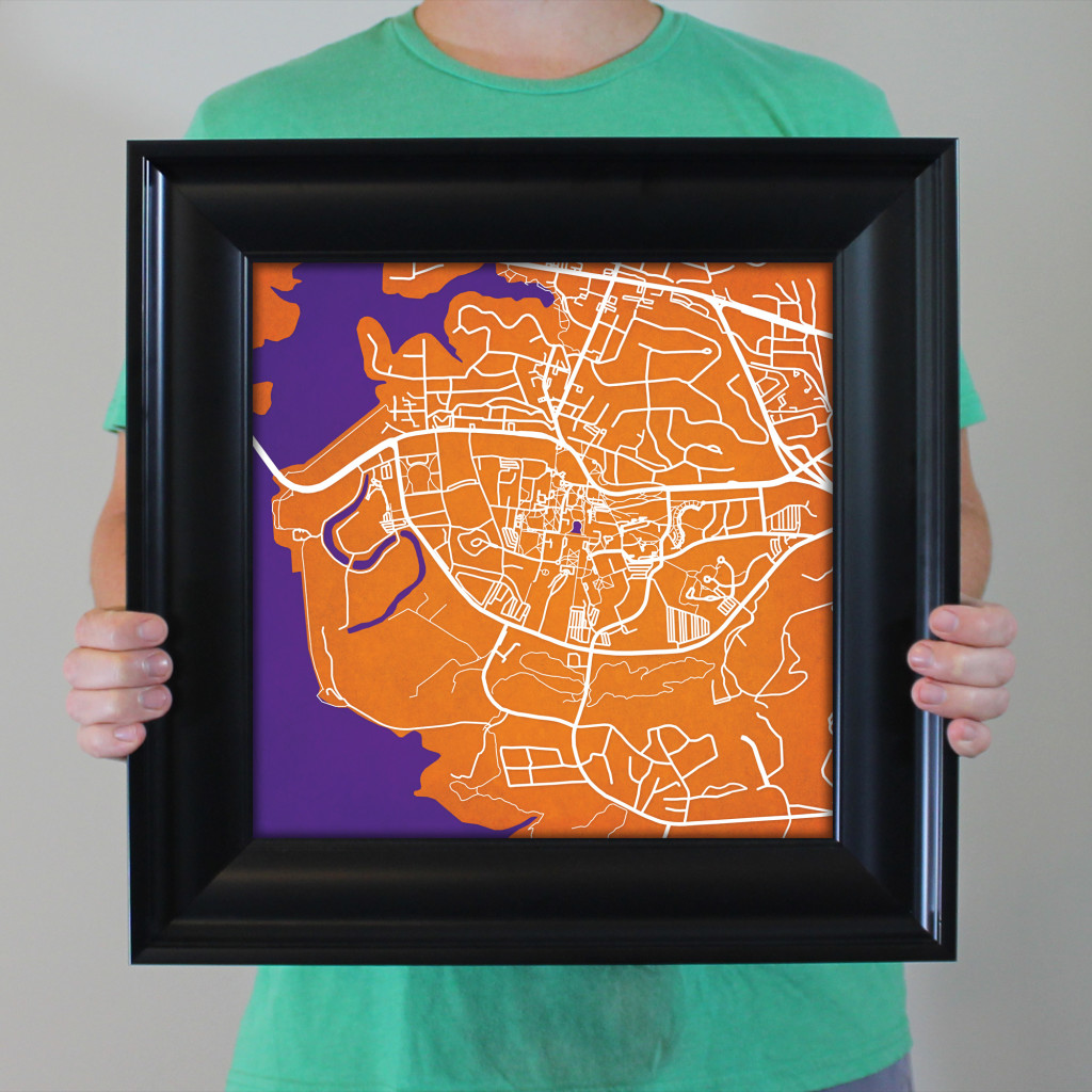 Clemson University Campus Map Art - City Prints
