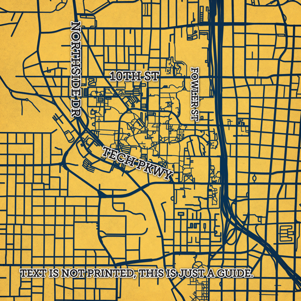 Georgia Institute of Technology Campus Map Art - City Prints
