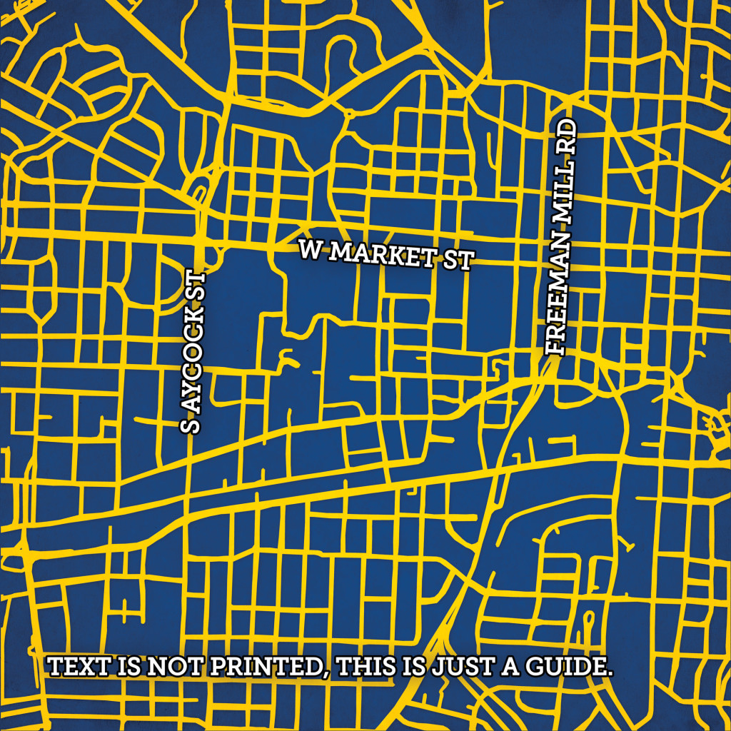 University of North Carolina at Greensboro Campus Map Art - City Prints